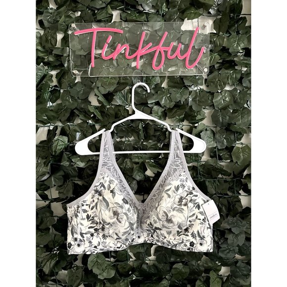 Auden | Intimates & Sleepwear | Auden Unlined Wire Free Gray Floral Bra ...